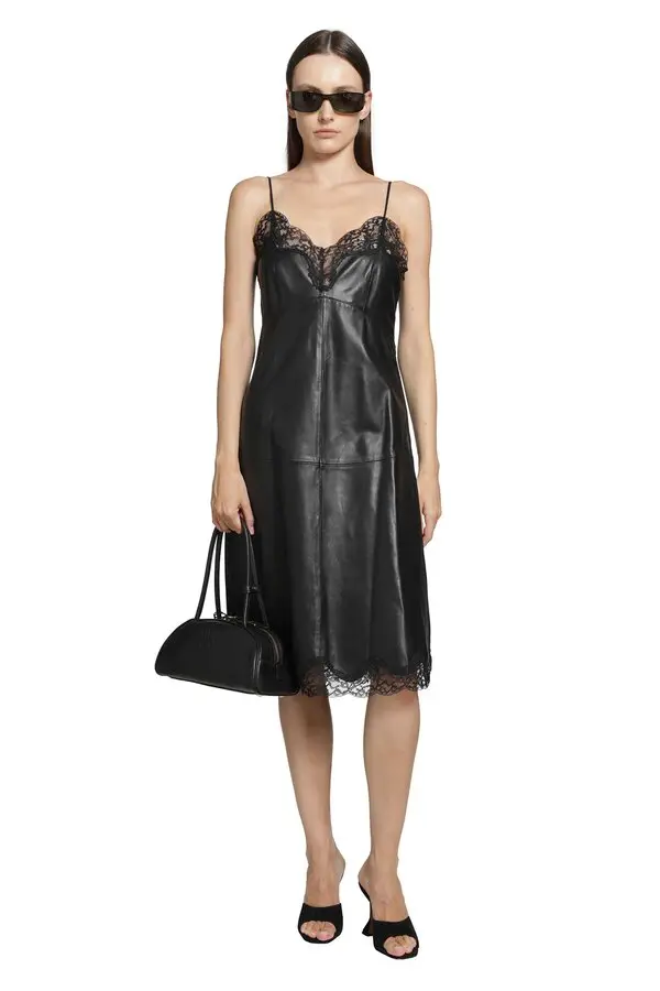 Magda Butrym Leather Lace-trim Slip Dress