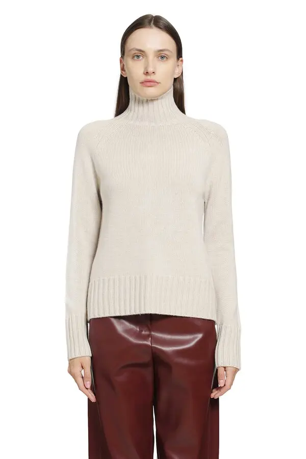 Max Mara Wool Cashmere Turtleneck Sweater - Beige