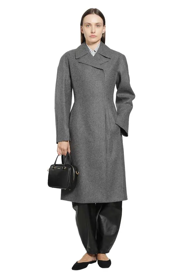 JIL SANDER Mélange Wool Double-breasted Coat