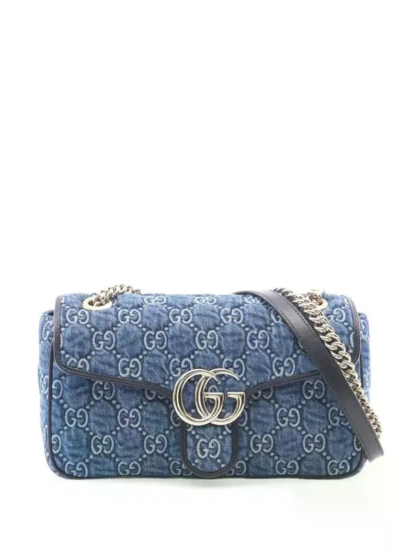 Gucci 2016-2026 Medium Gg Marmont Matelasse Denim Shoulder Bag