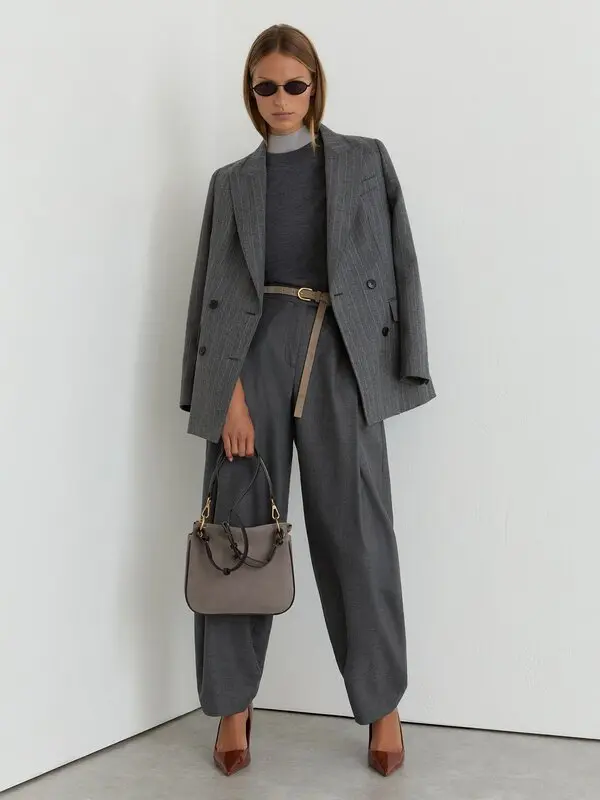 REISS Aries Wool-blend Barrel-leg Trousers - Grey