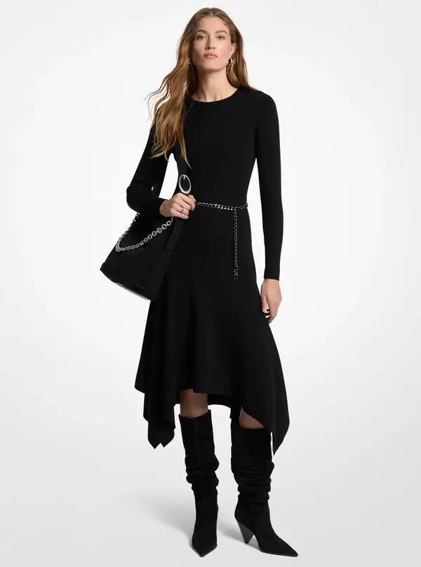Michael Kors Stretch Wool Handkerchief Hem Dress