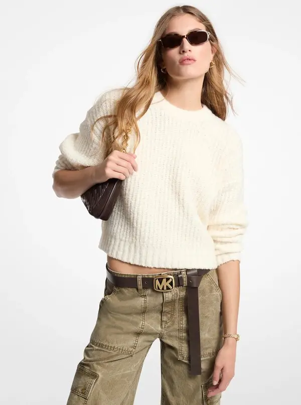 Michael Kors Ribbed Wool Blend Bouclé Sweater