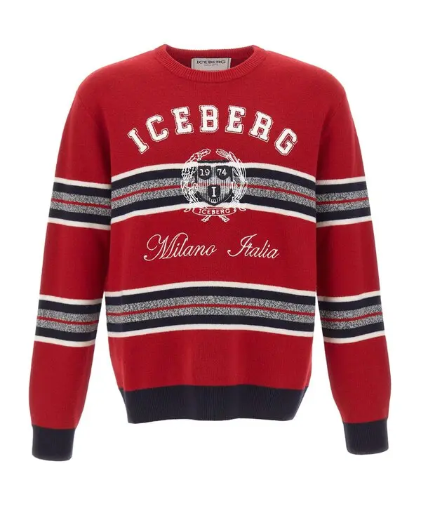Iceberg Logo Striped Knitted Sweater