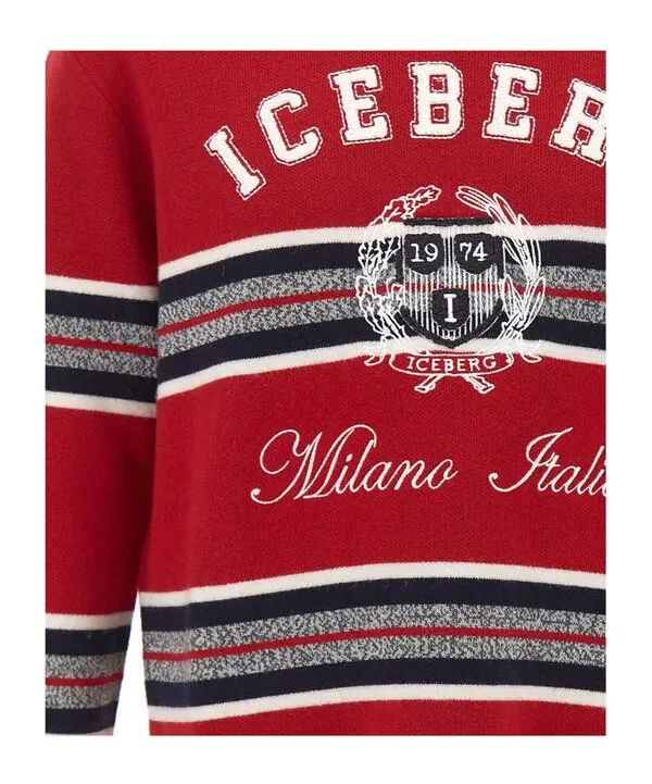 Iceberg Logo Striped Knitted Sweater