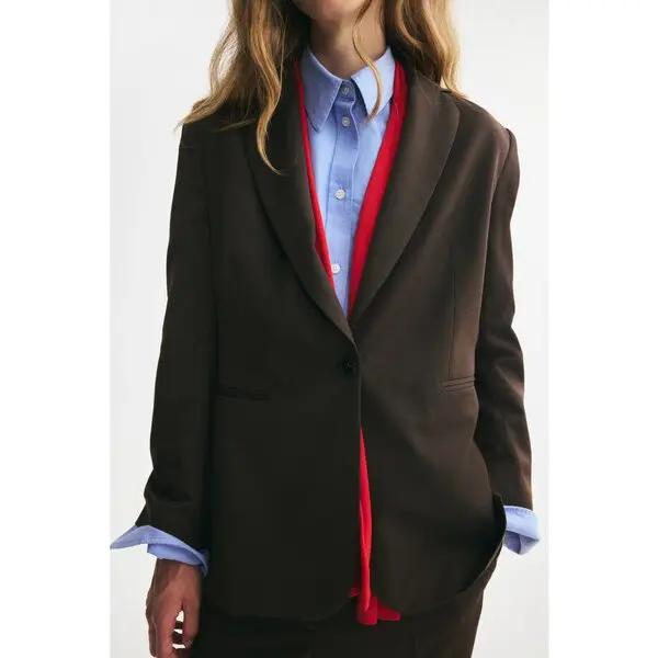 H&M Long Single-breasted Twill Blazer