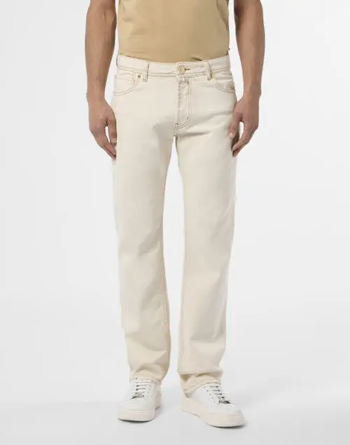 BILLIONAIRE Embroidered 5 Pockets Regular Cut Jeans - Beige