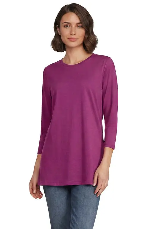 LANDS' END Tall 3/4 Sleeve Supima Cotton Tunic - Light Raspberry