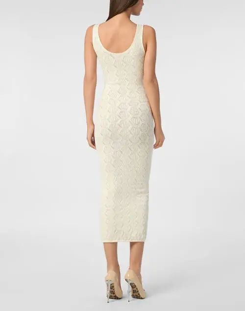 Philipp Plein Viscose Long Dress Monogram