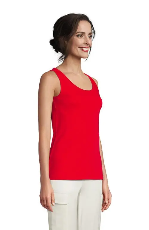 LANDS' END Cotton Tank Top - Compass Red