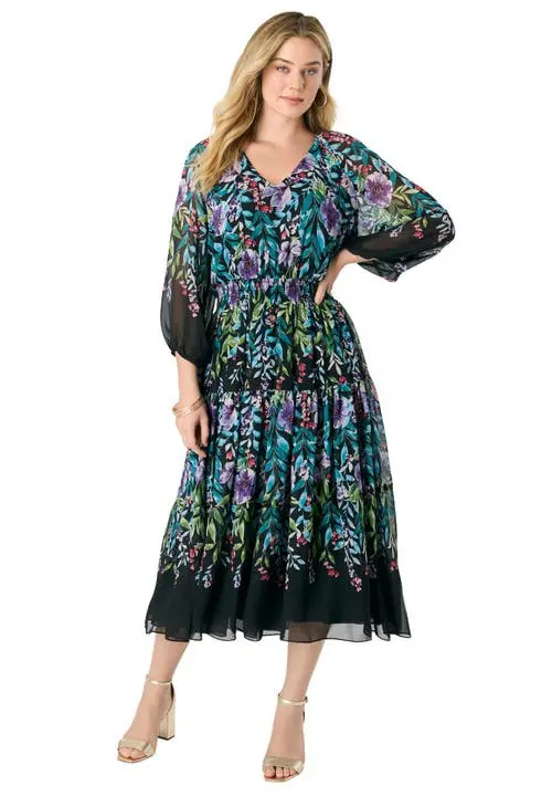 Roaman's Georgette Tiered Dress