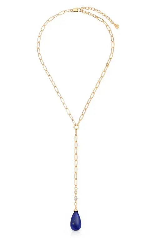 Ettika Tiger Eye Teardrop Lariat Necklace - Lapis
