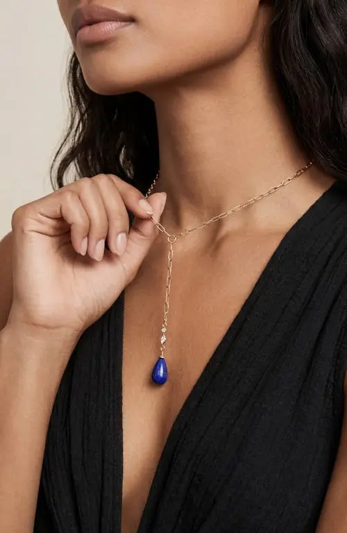 Ettika Tiger Eye Teardrop Lariat Necklace - Lapis
