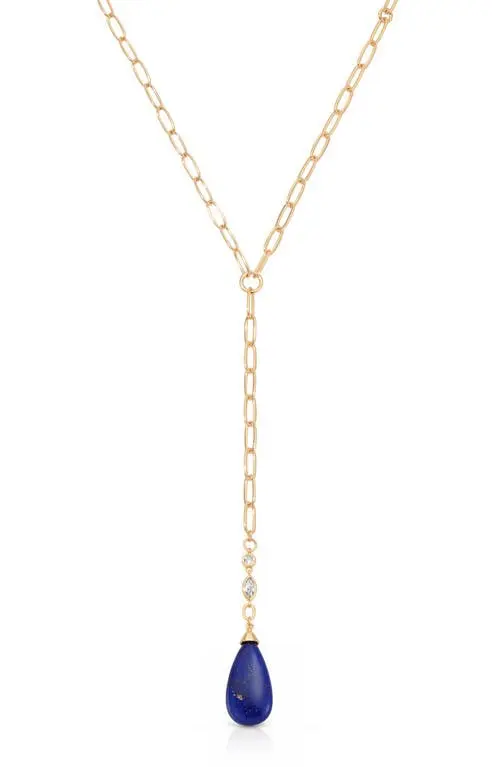 Ettika Tiger Eye Teardrop Lariat Necklace - Lapis
