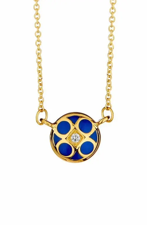 SYNA JEWELS 18k Yellow Gold Reversible Enamel And Diamond Pendant Necklace - Blue-white