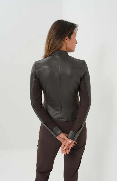 Anatomie Kensington Mixed Media Moto Leather Jacket