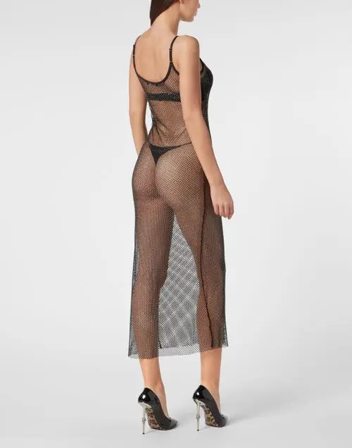 Philipp Plein Embellished Mesh Maxi Dress With Charms