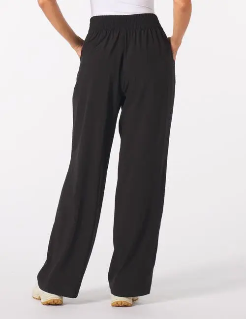 GLYDER Sydney Wide-leg Stretch Woven Pants - Black