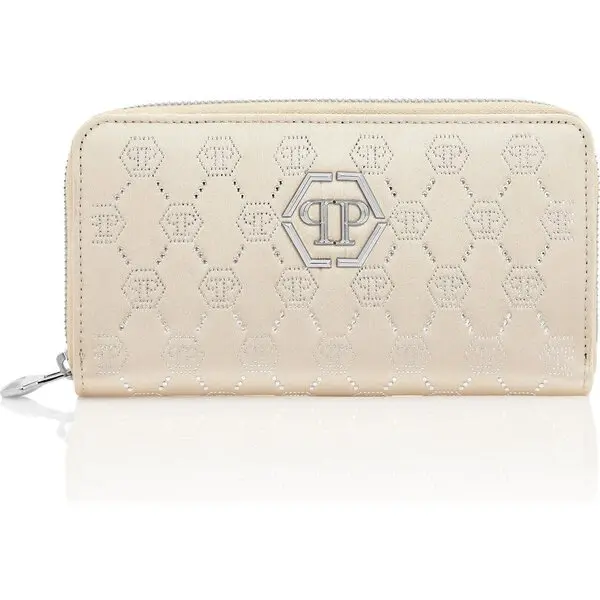 Philipp Plein Zip Around Wallet - Beige