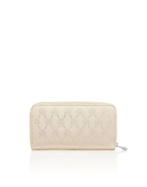 Philipp Plein Zip Around Wallet - Beige