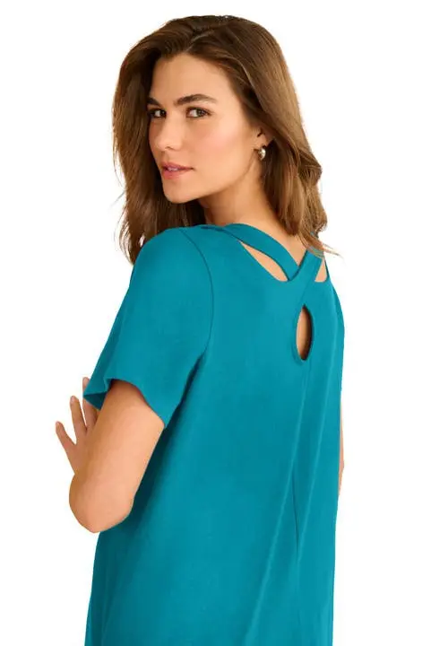 Roaman's Ultimate Criss Cross Back Tunic - Deep Turquoise