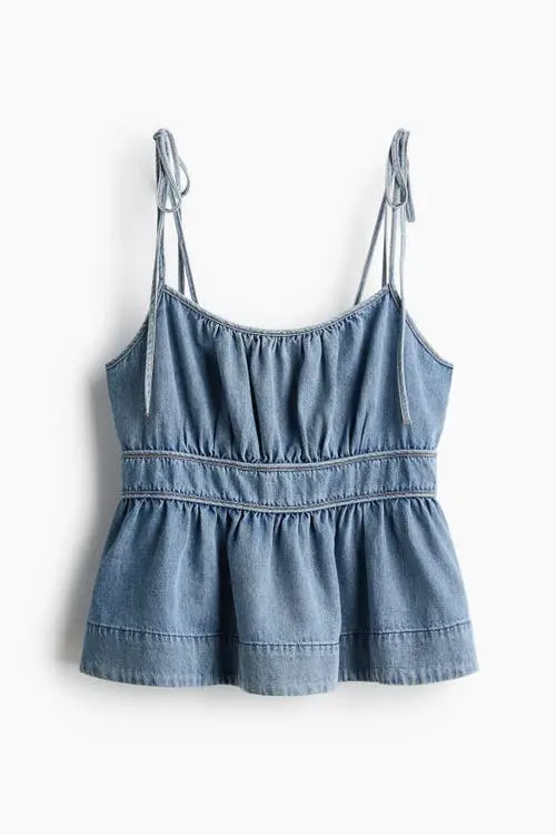 H&M Denim Top With Tie Shoulder Straps