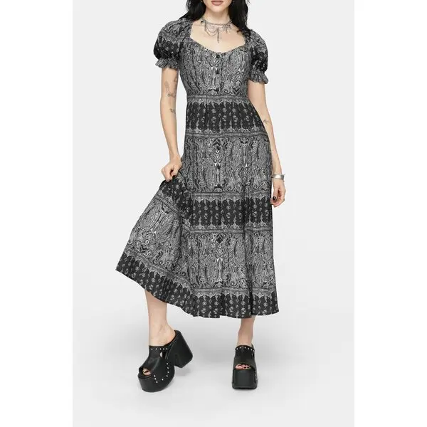 DISTURBIA Paisley Print Midi Dress