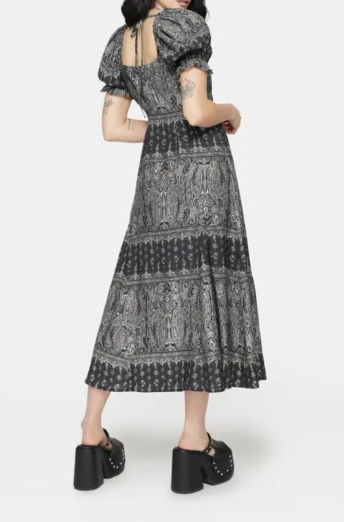DISTURBIA Paisley Print Midi Dress