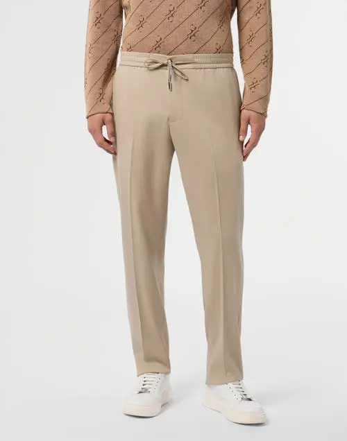 BILLIONAIRE Light Wool Drawstring Trousers - Beige