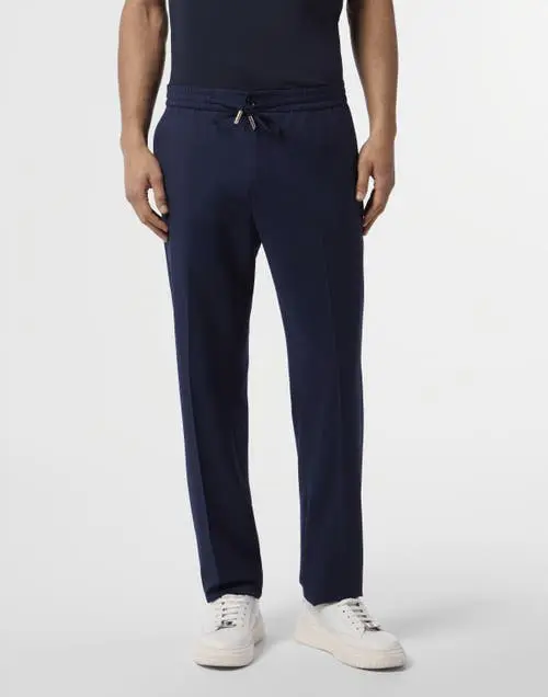 BILLIONAIRE Wool Drawstring Trousers - Navy