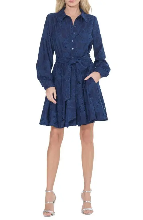 CIEBON Serane Eyelet Embroidery Long Sleeve Mini Dress