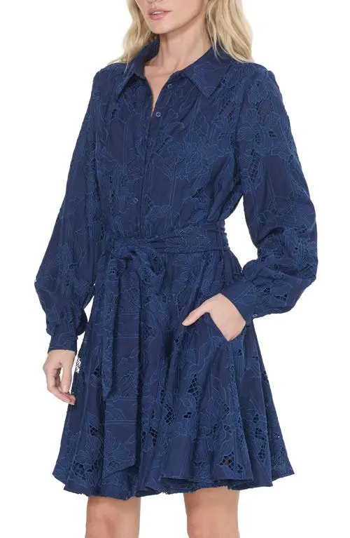 CIEBON Serane Eyelet Embroidery Long Sleeve Mini Dress