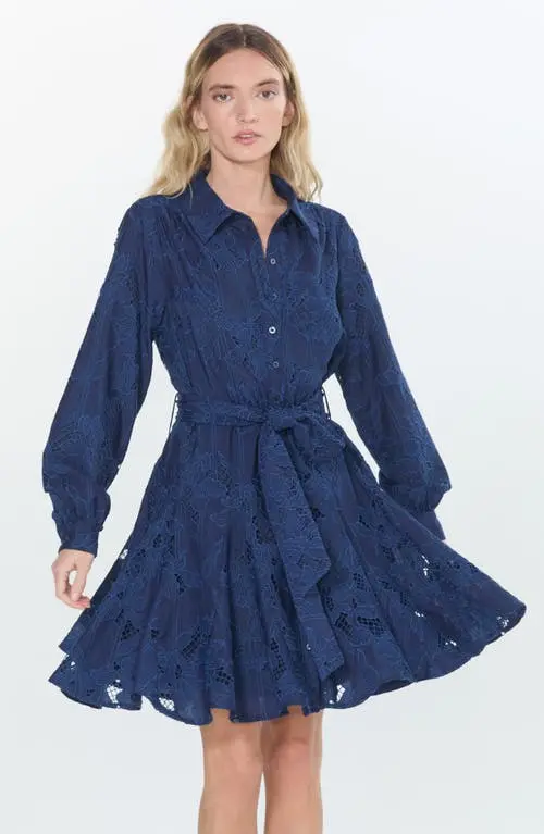 CIEBON Serane Eyelet Embroidery Long Sleeve Mini Dress