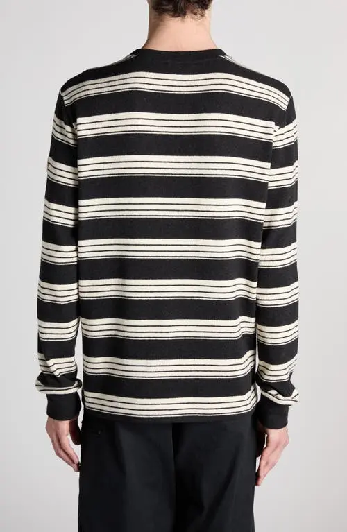 Moncler Mixed Media Stripe Long Sleeve Knit Top