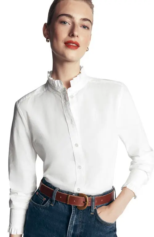 Boden Sienna Frill Cotton Button-up Shirt