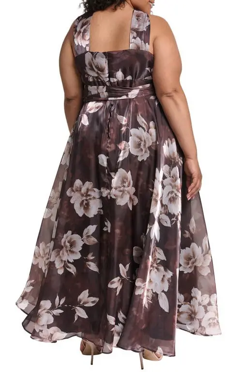Eliza J Halter Neck Sleeveless Satin Gown