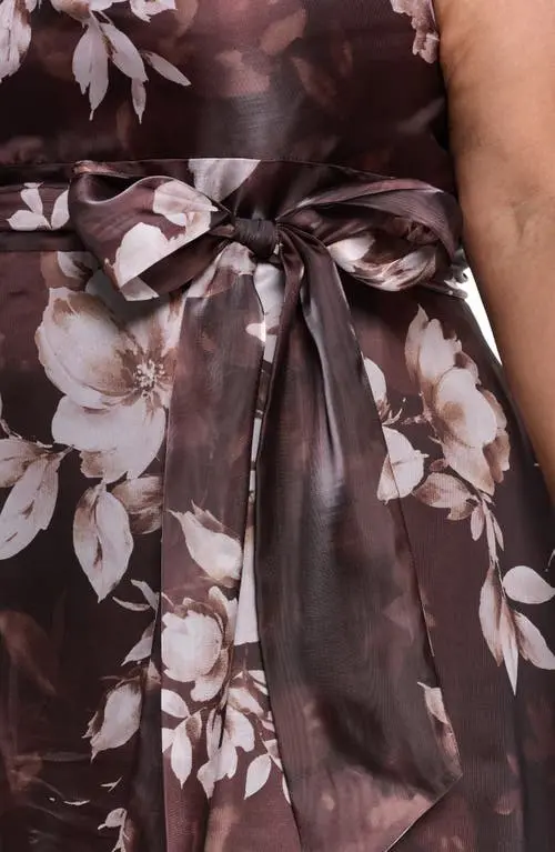 Eliza J Halter Neck Sleeveless Satin Gown