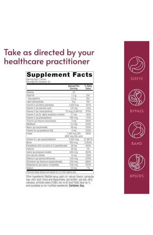 BARIATRIC ADVANTAGE Multi Chewy Bite Soft Chew Multivitamin Supplement 60 Count
