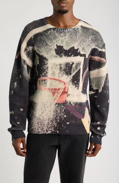 MARKET Break The Backboard Waffle Knit Sweater - Black Multi