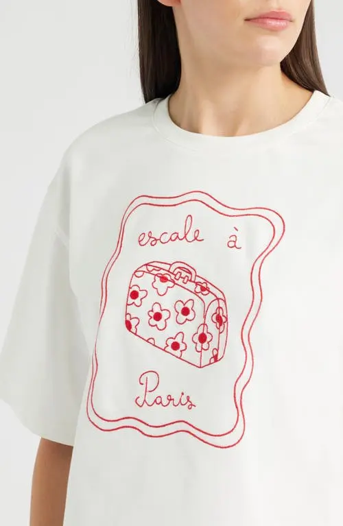 FRNCH Embroidered Suitcase Graphic T-shirt