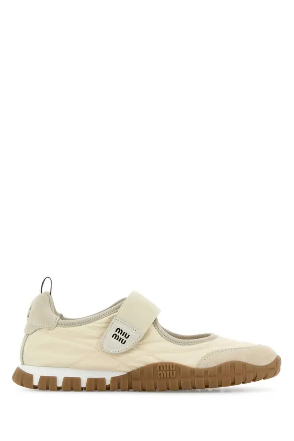 Miu Miu Sand Fabric Tyre Ballerinas