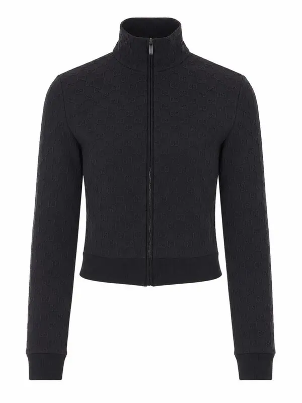 Gucci Gg Jacquard High-neck Long-sleeve Zip T-shirt