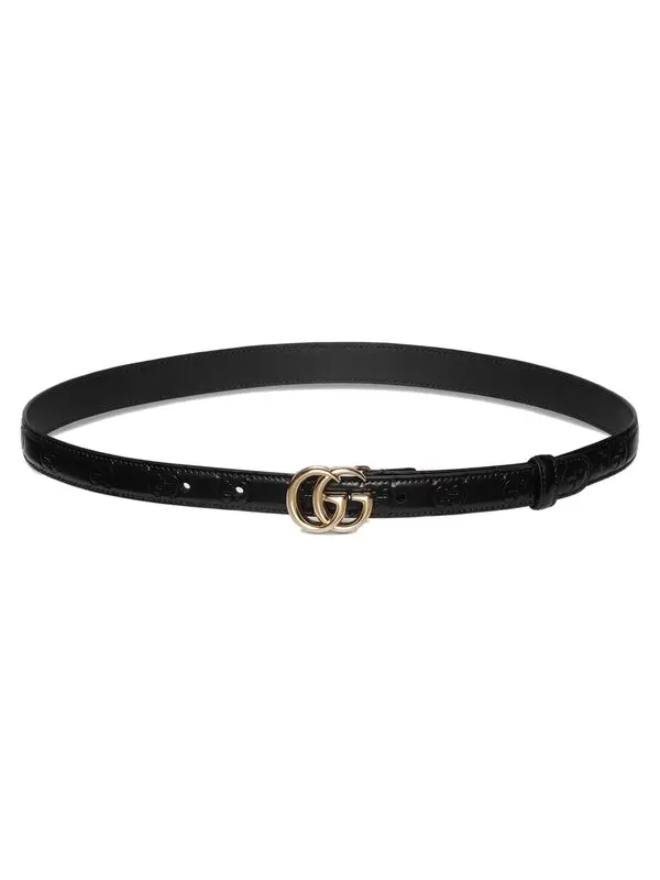 Gucci Gg Leather Belt With Double G Buckle