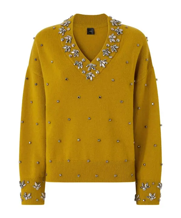 Pinko Crystal-embellished V-neck Sweater