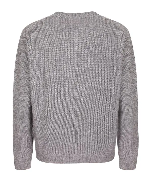 Canali Long-sleeved Ribbed Knit Crew Neck Sweater