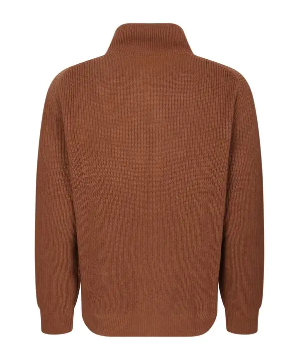 Canali Wool-cashmere Blend Full-zip Ribbed Sweater