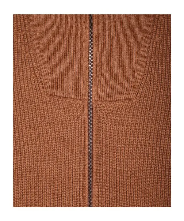 Canali Wool-cashmere Blend Full-zip Ribbed Sweater