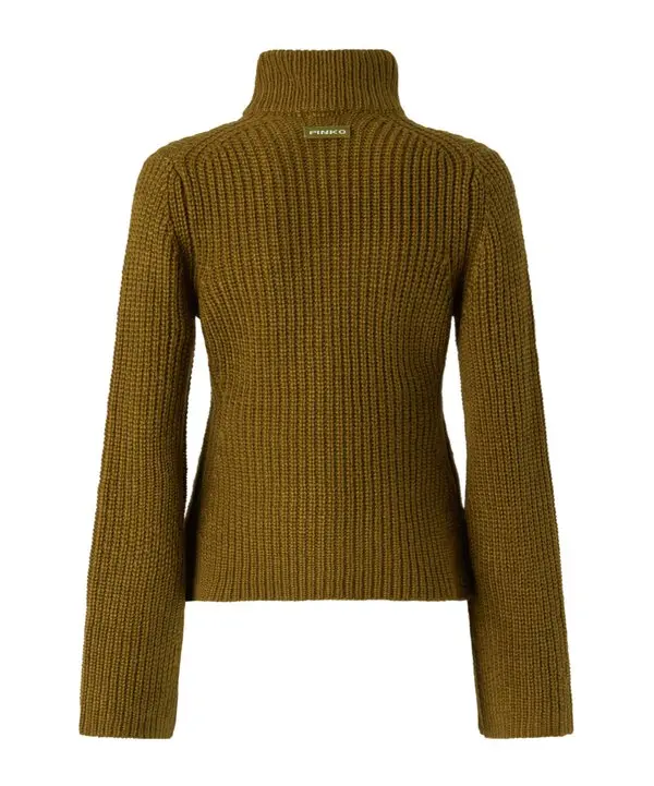 Pinko Ribbed-knit High Neck Cardigan