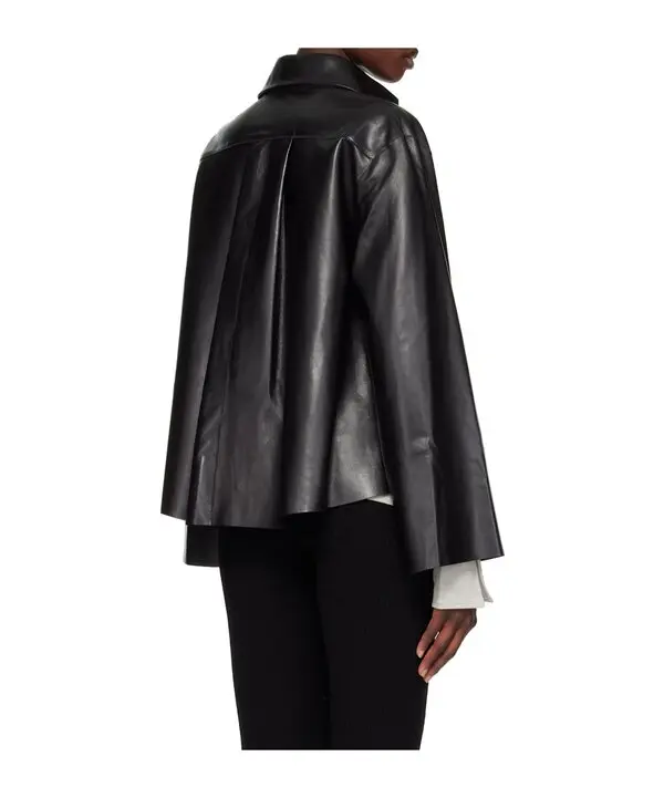 Nour Hammour Long-sleeved Collared Jacket With Pleated Back - Black