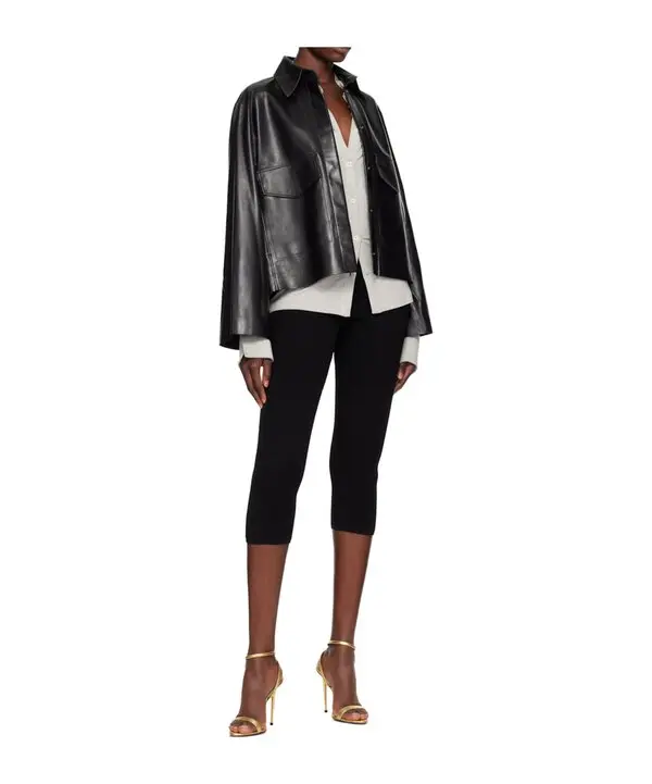 Nour Hammour Long-sleeved Collared Jacket With Pleated Back - Black